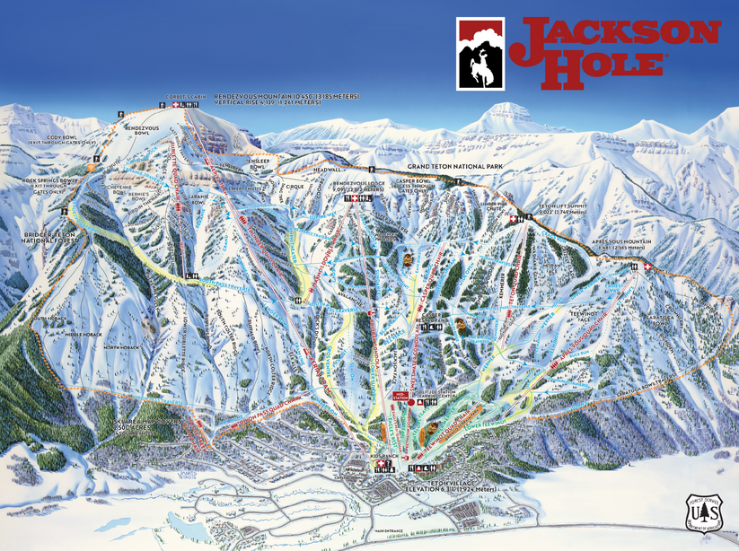Trail Map Poster 18 x 24 – Jackson Hole Mtn Resort